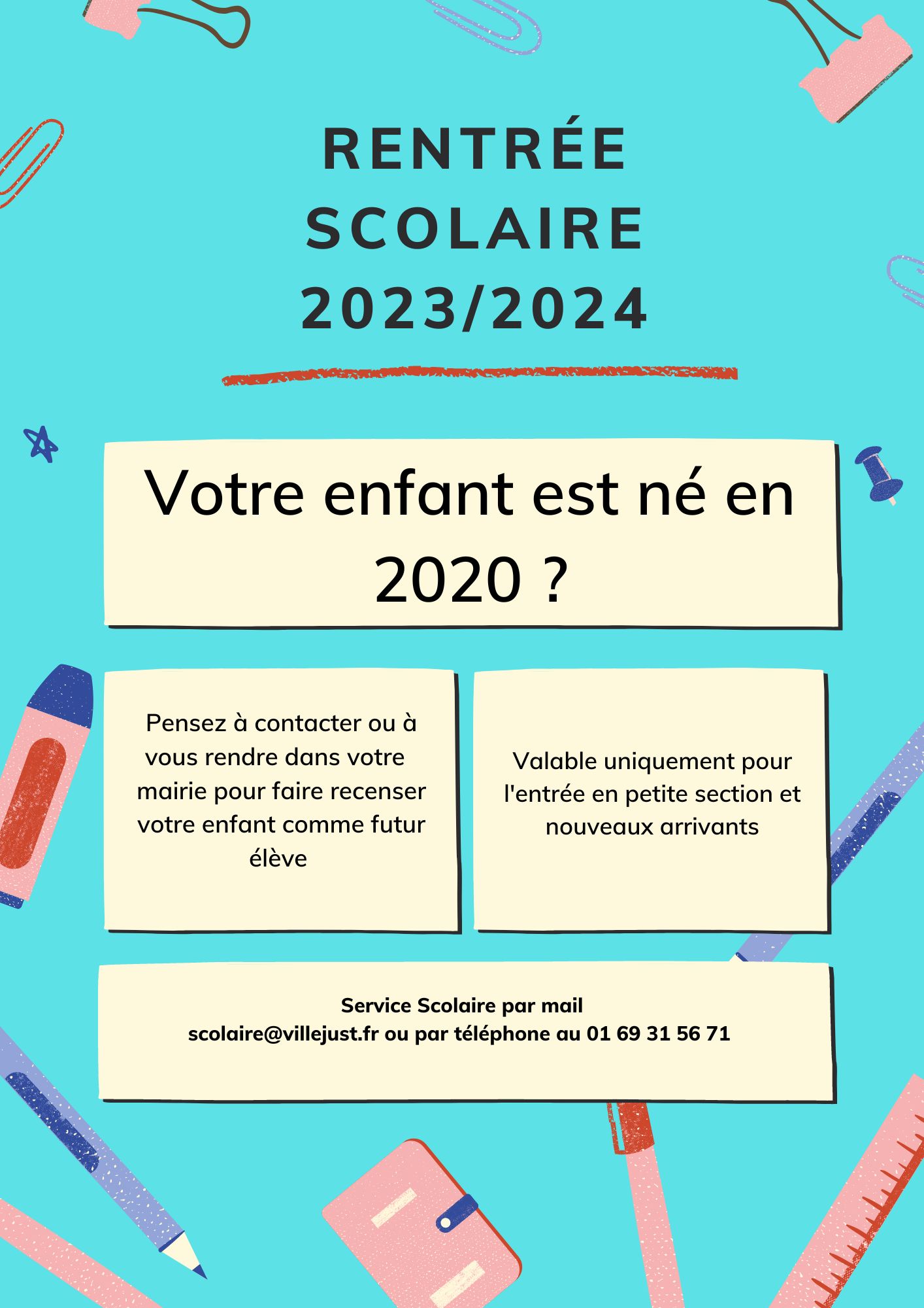 Rentrée scolaire 2023/2024 - Mairie de Villejust